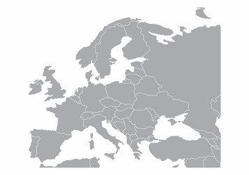 Europe with countries map grey Royalty Free Vector Image