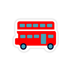 Paper sticker british double-decker bus on white Vector Image