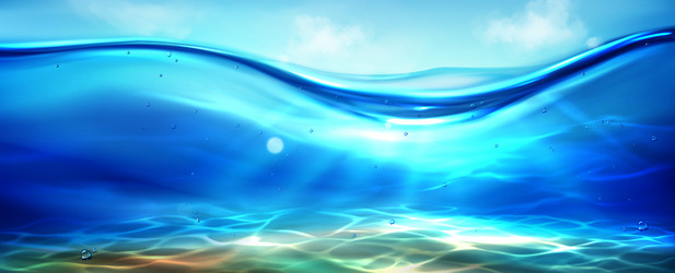 Sea bottom view under blue sky Royalty Free Vector Image