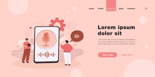 Cartoon people using function of voice assistant Vector Image