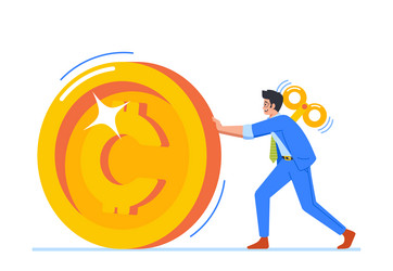 Clockwork toy business employee character rolling Vector Image