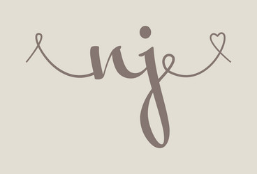 Nd initial wedding monogram calligraphy hand Vector Image