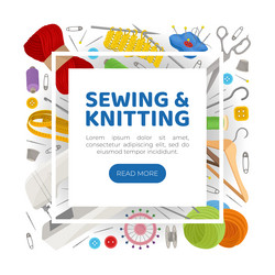 Sewing and knitting workshop banner design Vector Image