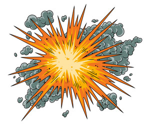 Explosion graphic with smoke and debris effect Vector Image