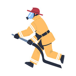 Professional firefighter in action poses Vector Image