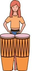 Silhouette woman with congas on white Royalty Free Vector