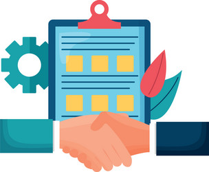 Hands business persons done deal with document Vector Image