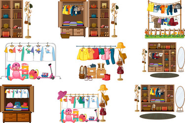 Open wardrobe with clothes Royalty Free Vector Image