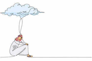 Continuous one line drawing arabian businessman Vector Image