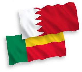 Crossed and waving flags of benin and bahrain Vector Image