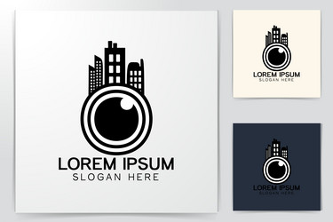 Lens camera and town logo designs inspiration Vector Image