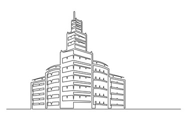 Continuous one line building Royalty Free Vector Image