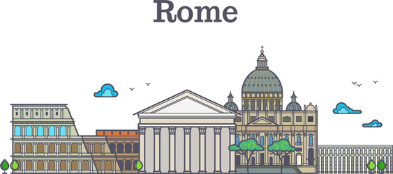 Rome skyline line art Royalty Free Vector Image