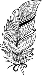 Doodle feather coloring book page antistress Vector Image