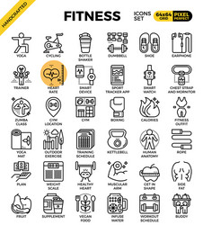 Fitness line icons set Royalty Free Vector Image