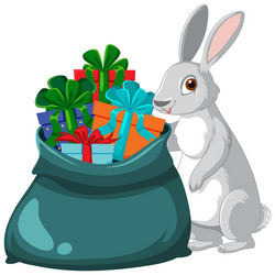 Rabbit cartoon character with gift bag Royalty Free Vector
