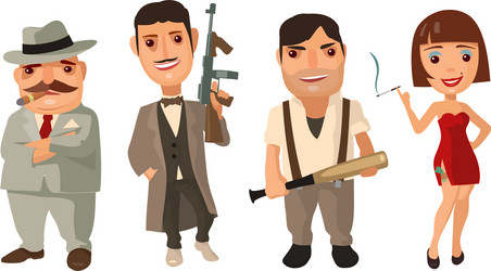 Mafia characters set Royalty Free Vector Image
