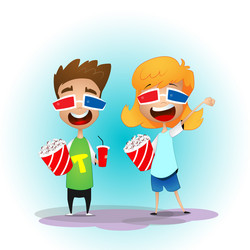 Two kids talking and discuss book in library Vector Image