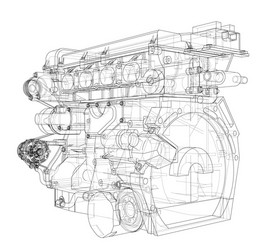 Engine sketch rendering of 3d Royalty Free Vector Image