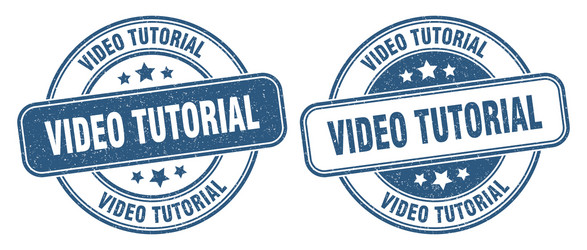 Video tutorial stamp label round Royalty Free Vector Image