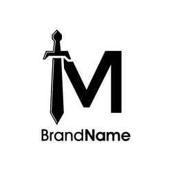 Luxury initial m sword logo Royalty Free Vector Image