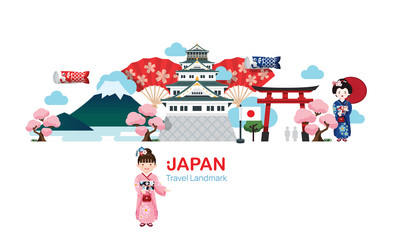 Symbols japan traditional cultural signs Vector Image