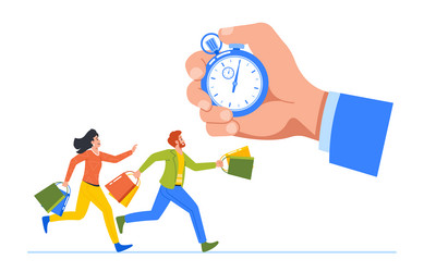 Customer character rushing through a busy Vector Image