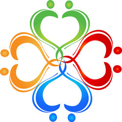 Friendship teamwork people support group heart Vector Image