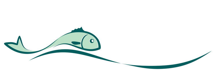 Fish symbol with wave Royalty Free Vector Image