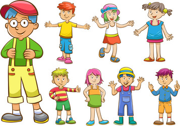 Set of cartoon kids Royalty Free Vector Image - VectorStock