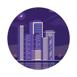 Cityscape buildings with purple sky Royalty Free Vector