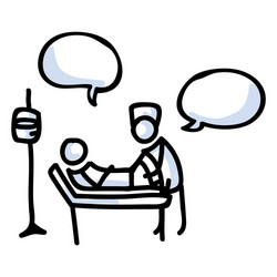 Hand drawn stick figure paramedic and patient Vector Image