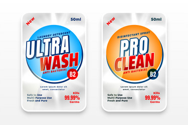 Laundry detergent clean wash label stickers Vector Image