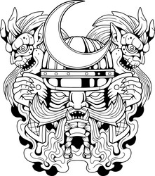 Medieval japanese ninja demon Royalty Free Vector Image