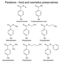 Chemical formulas of parabens Royalty Free Vector Image