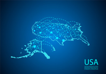 Usa territories map with nodes linked by lines Vector Image