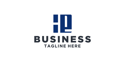 He monogram logo design with square rectangular Vector Image