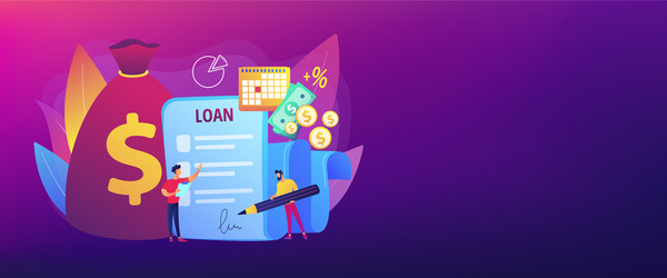 Loan disbursement concept banner header Royalty Free Vector