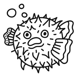 Puffer fish oldschool stroke Royalty Free Vector Image