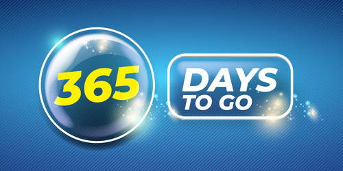 365 days to go countdown blue modern horizontal Vector Image