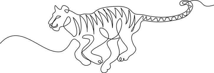 Continuous one line drawing tiger walking symbol Vector Image