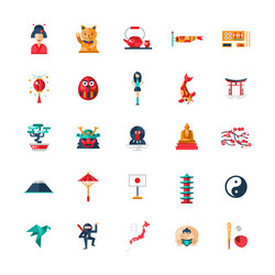 Set of flat design japanese icons Royalty Free Vector Image
