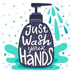Wash your hands poster design with girl washing Vector Image