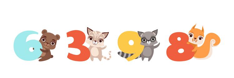 Funny cute squirrel animal and number eight Vector Image