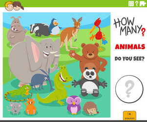 Counting cartoon animals educational game Vector Image