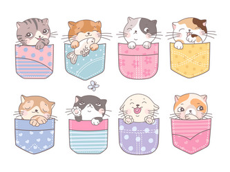 Cartoon Cat Cute Kitten Pocket Vector Images (over 210)