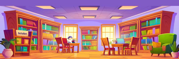 Futuristic school hallway interior at night Vector Image