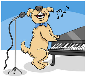 Funny dog character playing saxophone performing Vector Image