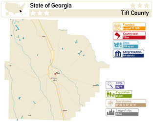 Detailed infographic and map of telfair county Vector Image