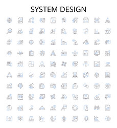 System design outline icons collection Royalty Free Vector